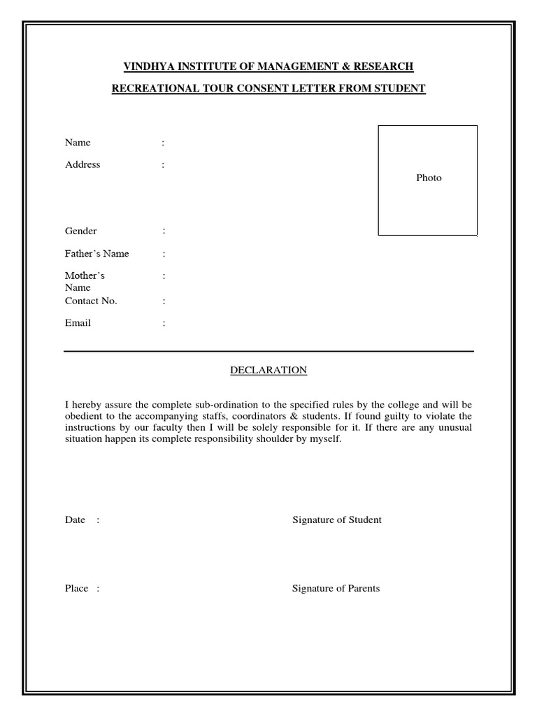 Tour Consent Letter | PDF