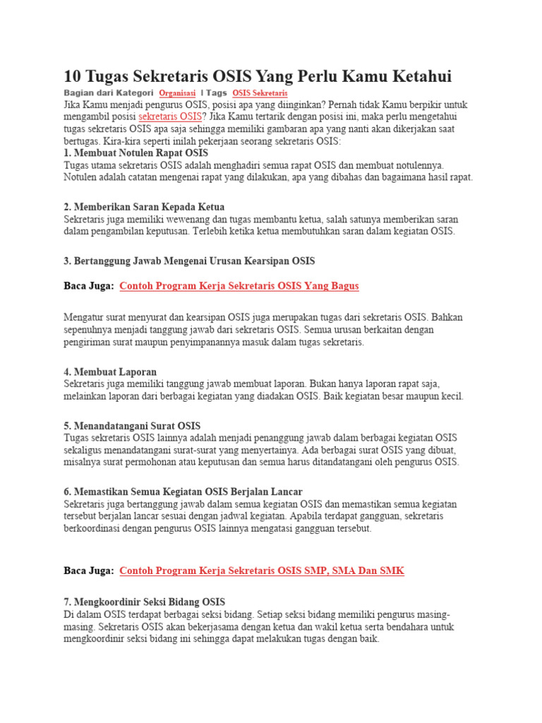 Tugas 10 Sekretaris Osis | PDF