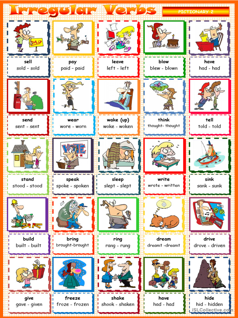 Pictionary - Irregular Verbs #2 | PDF