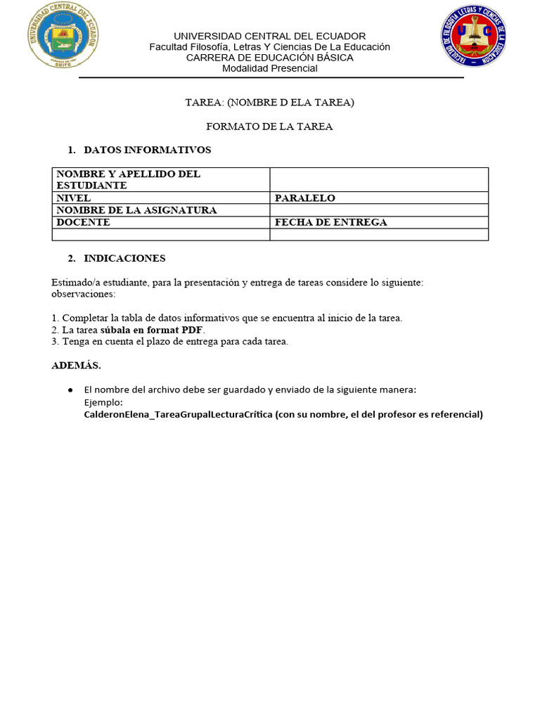 Guía para Entrega de Tareas Universitarias | PDF