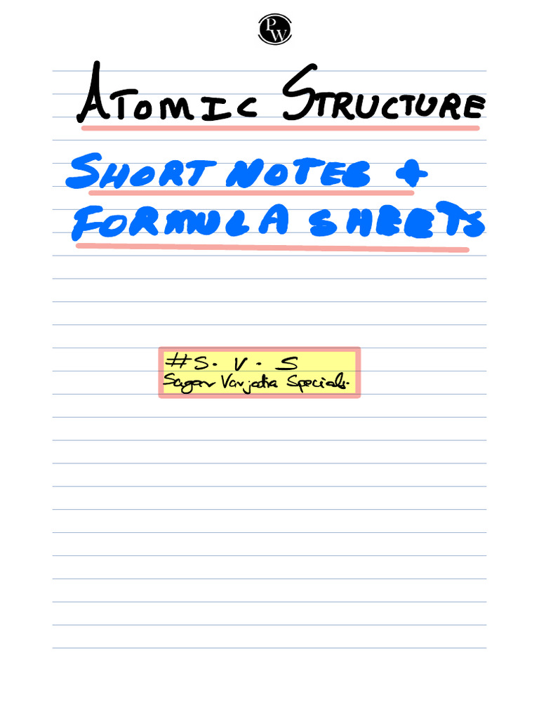 64f0a6d4f88f110018b74752 - ## - Atomic Structure Short Notes & Formula ...