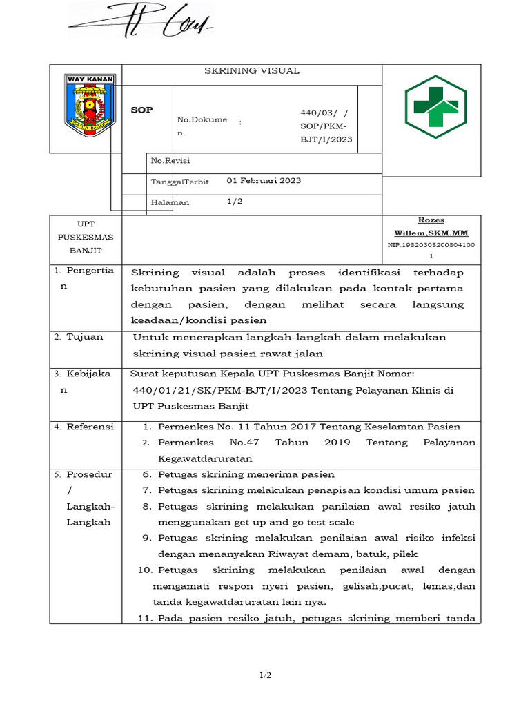 Sop Skrining Visual | PDF