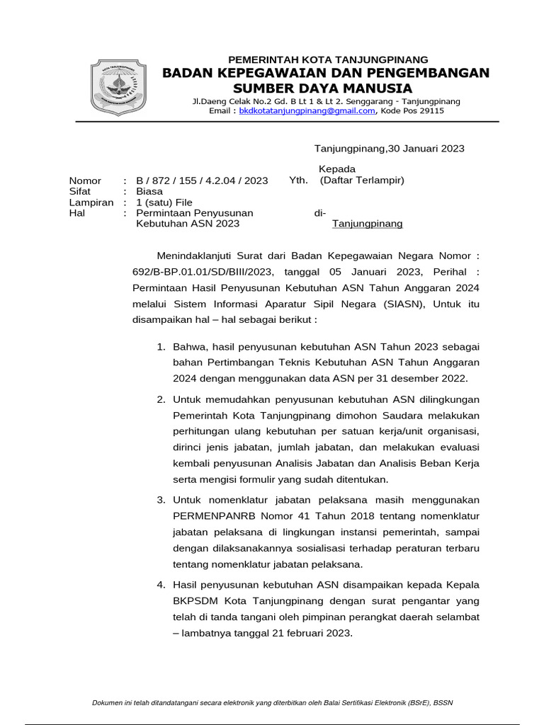 Surat Edaran Formasi | PDF