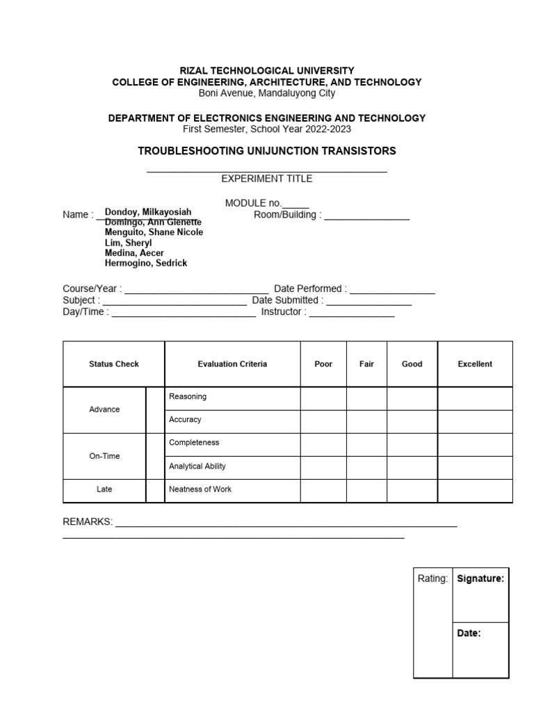 Troubleshooting Unijunction Transistors | PDF