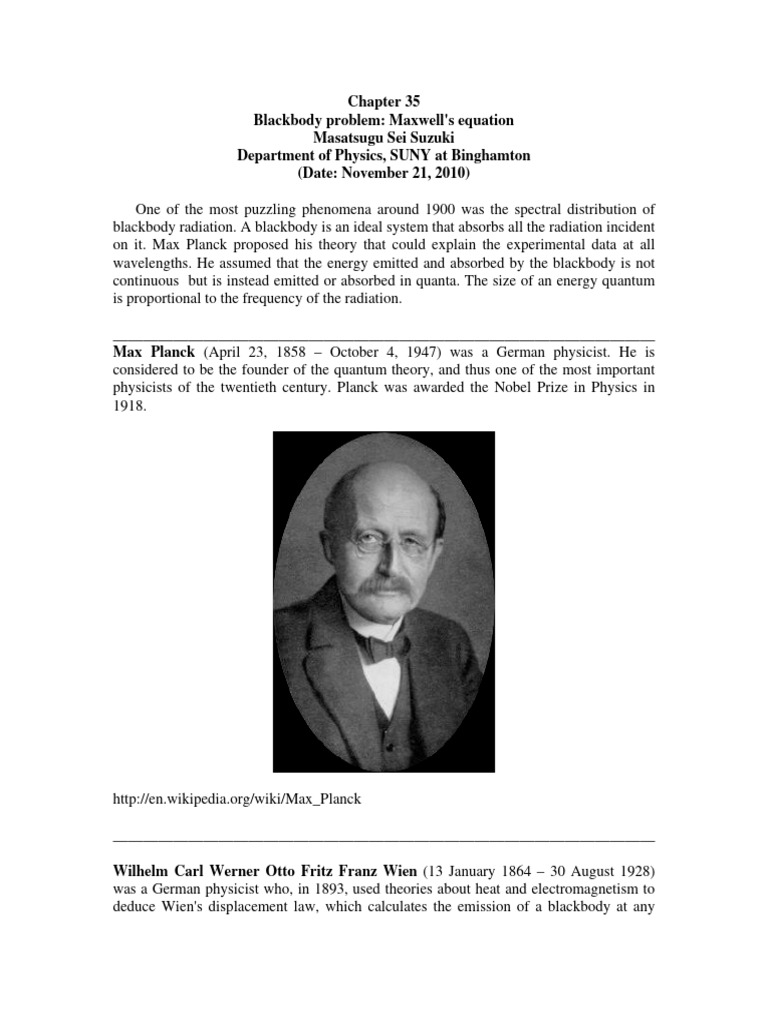 LN-35 Black Body Problem Maxwell S Equation | PDF