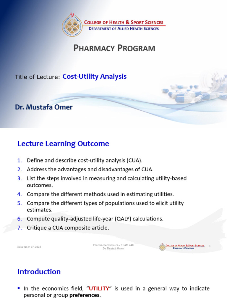 Lec 06 - Cost-Utility Analysis | PDF