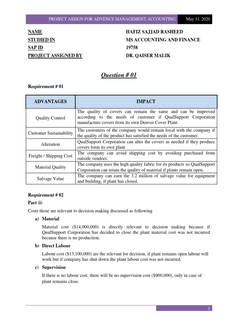 Project Assignment - Solution | Download Free PDF | Cost | Taxes Project Assignment - Solution | Download Free PDF | Cost | Taxes