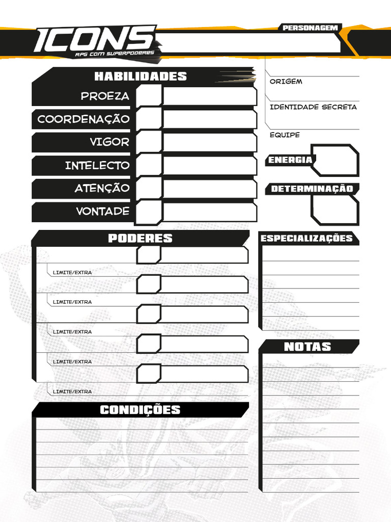 Icons RPG Ficha Editável | PDF