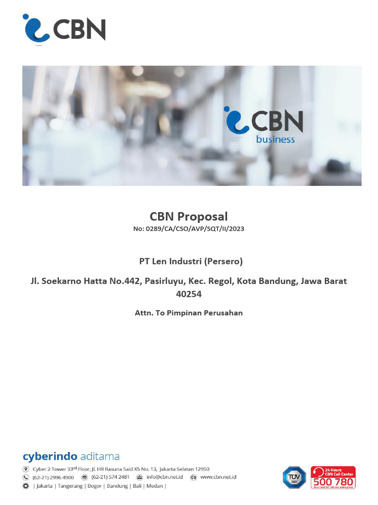 Price Quotation CBN Internet Dedicated Service For PT Len Bandung | PDF ...