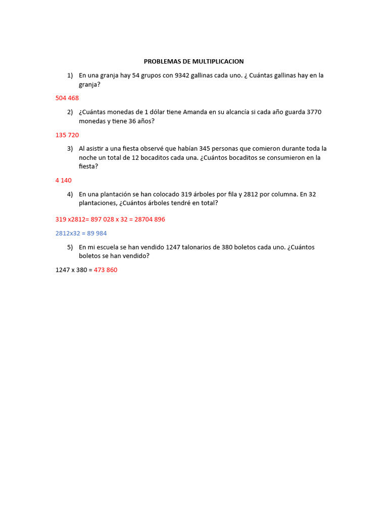 Problemas de Multiplicacion | PDF