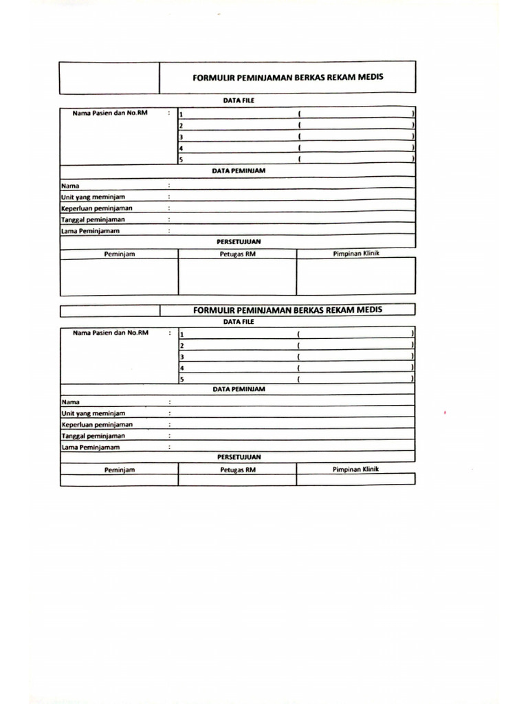Form Peminjaman Rekam Medis | PDF
