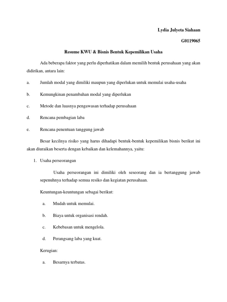 Resume Kwu & Bisnis Kel 4 | PDF