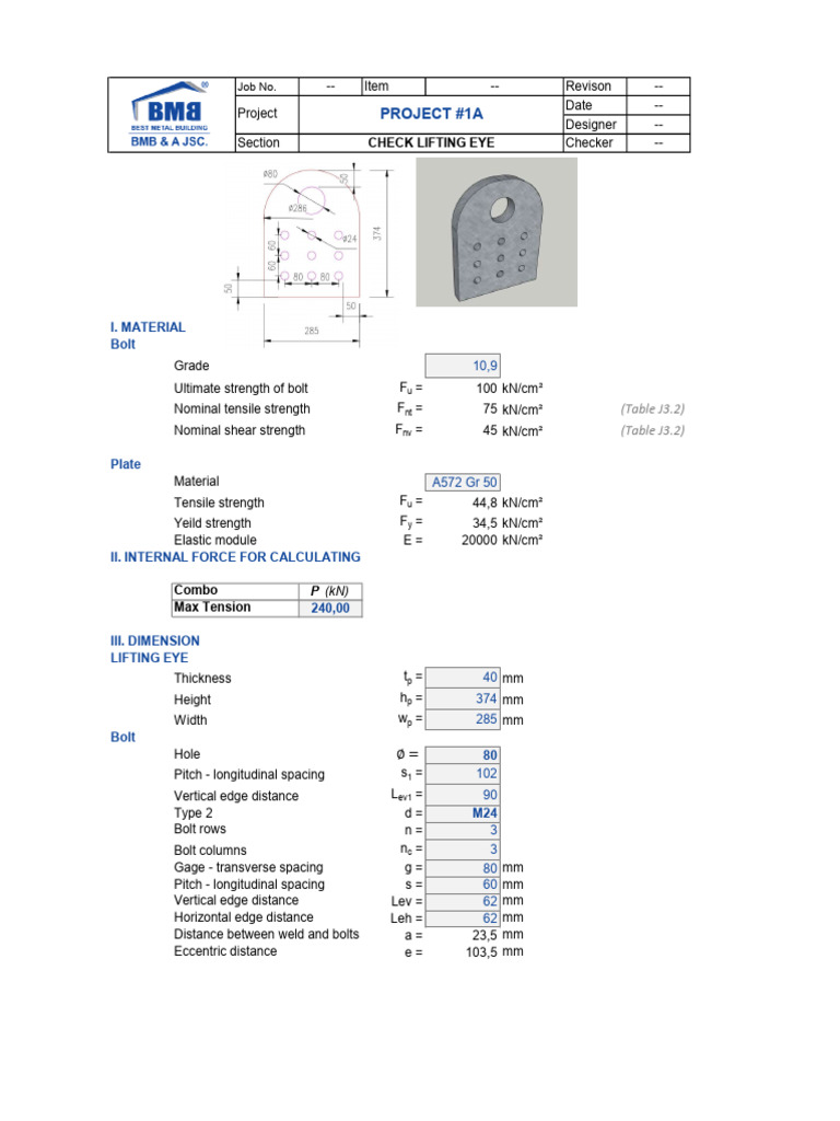Lifting Eye Design and Calculations | PDF