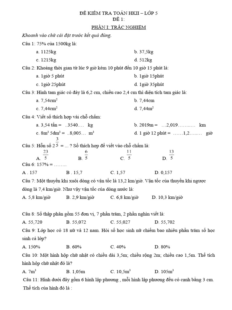 lần 1 - toán HKII | PDF