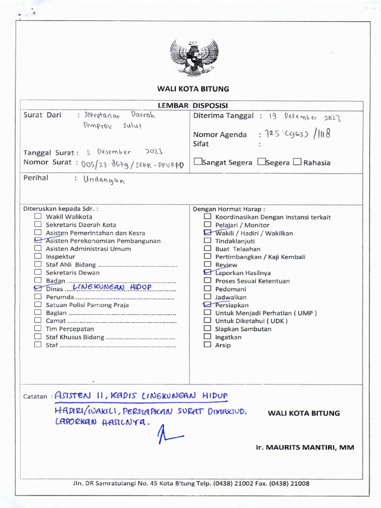 1118-Setda Pemprov Sulut-Undangan | PDF