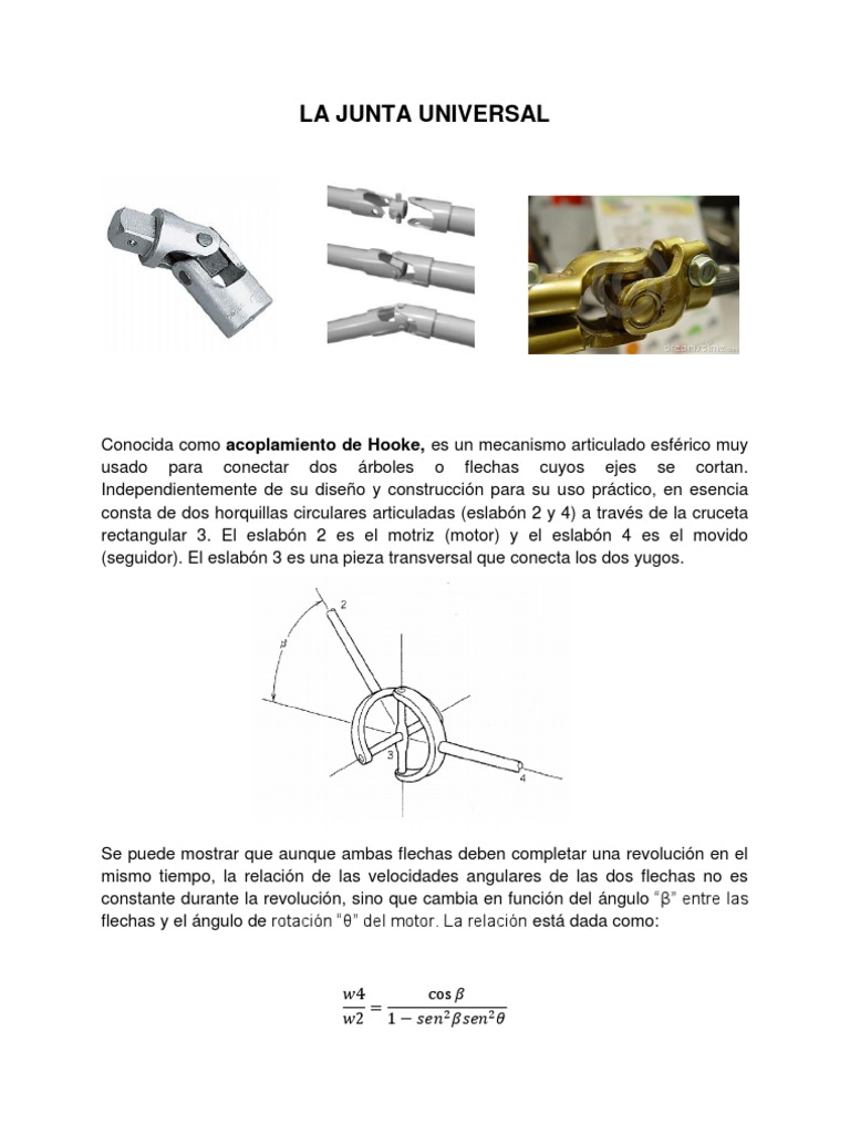 La Junta Universal Conocida También Como Acoplamiento de Hooke | PDF ...