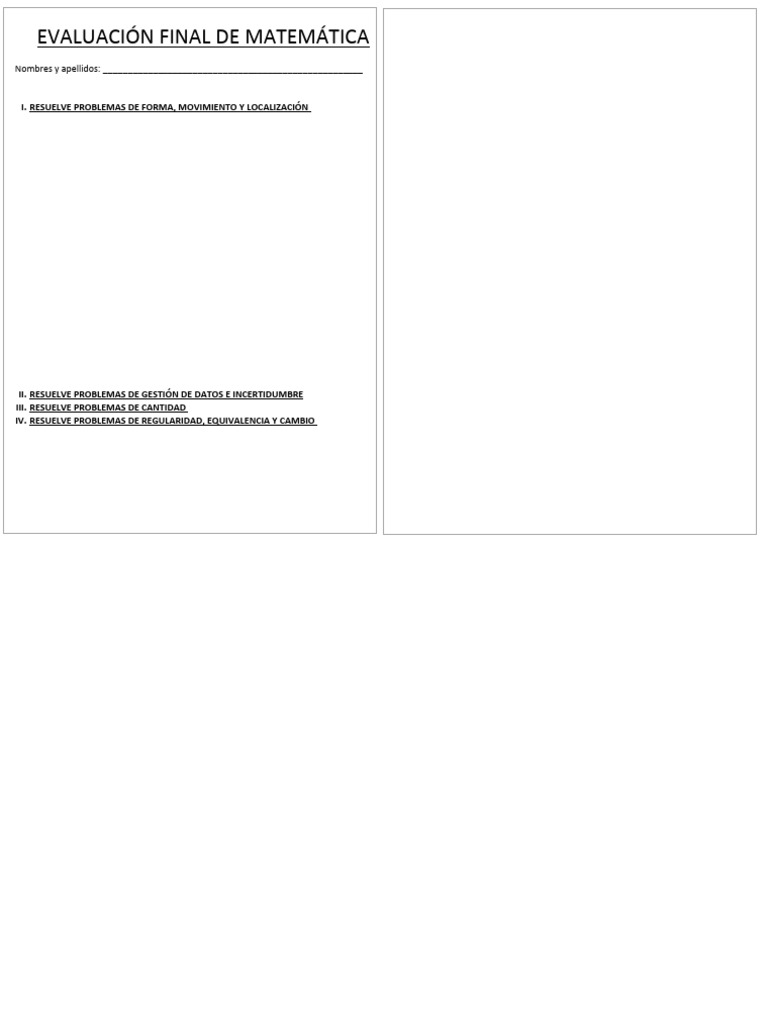 Evaluacion Final Matematica 4to Grado | PDF