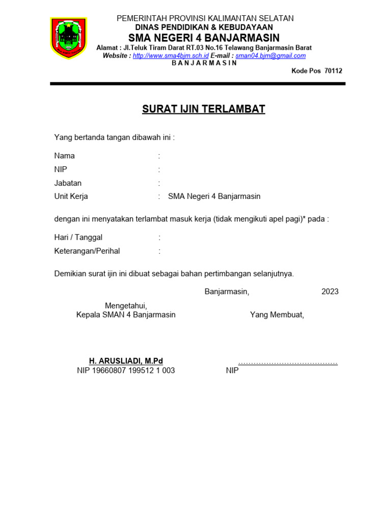 Surat Ijin Terlambat | PDF