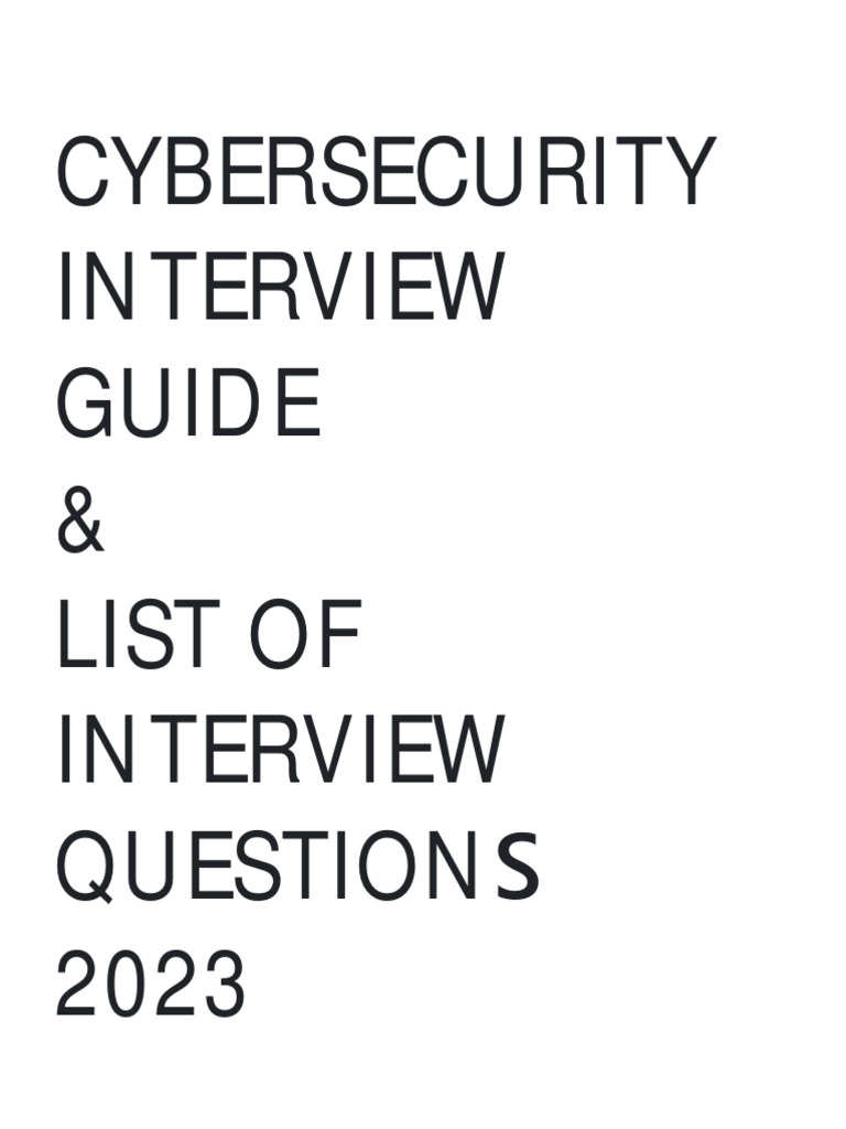 Cybersecurity Interview Guia Pdf