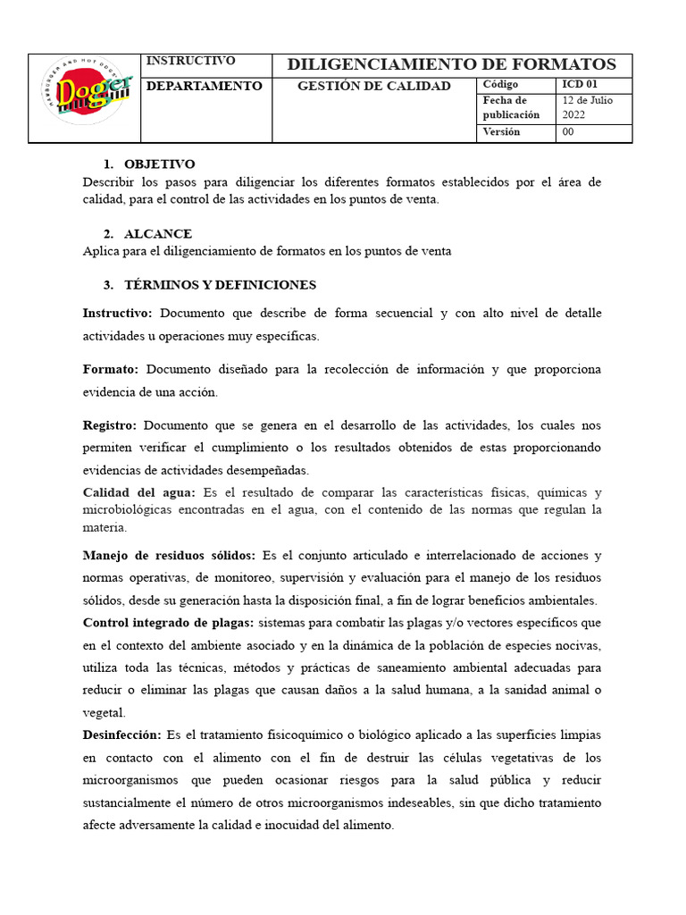 Instructivo Diligenciamiento de Formatos | PDF