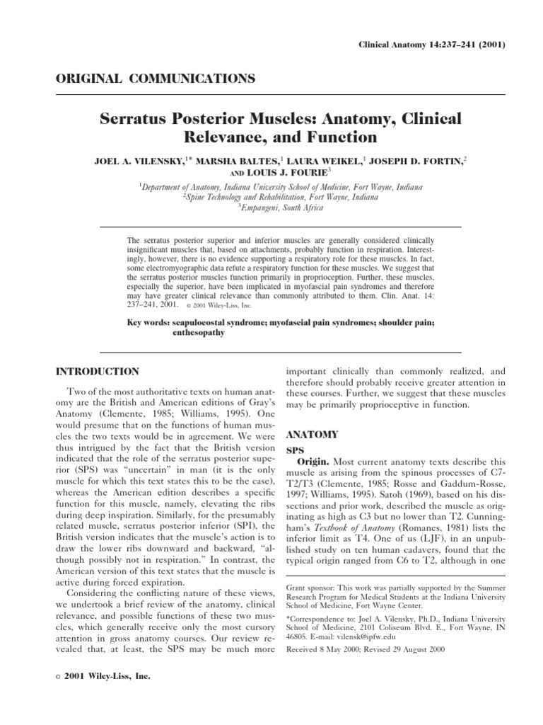 Vilensky 2001 | PDF | Myofascial Trigger Point | Vertebral Column