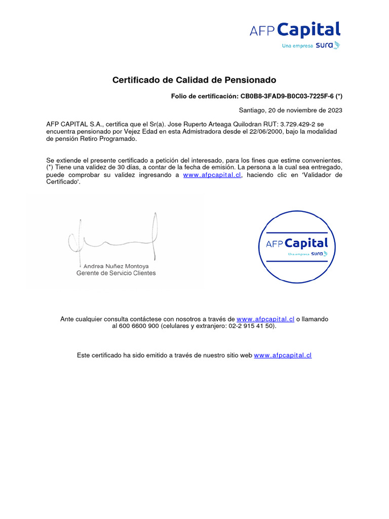 Calidad Pensionado | PDF | Finanzas y dinero