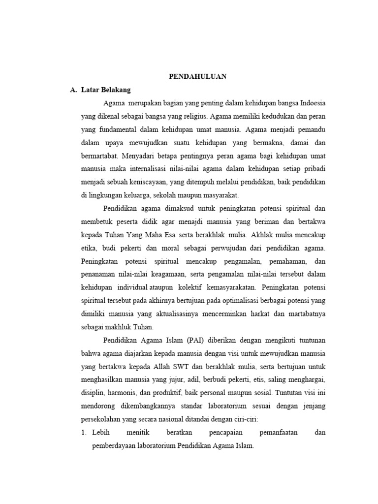 Laboratorium PAI di Sekolah Menengah | PDF