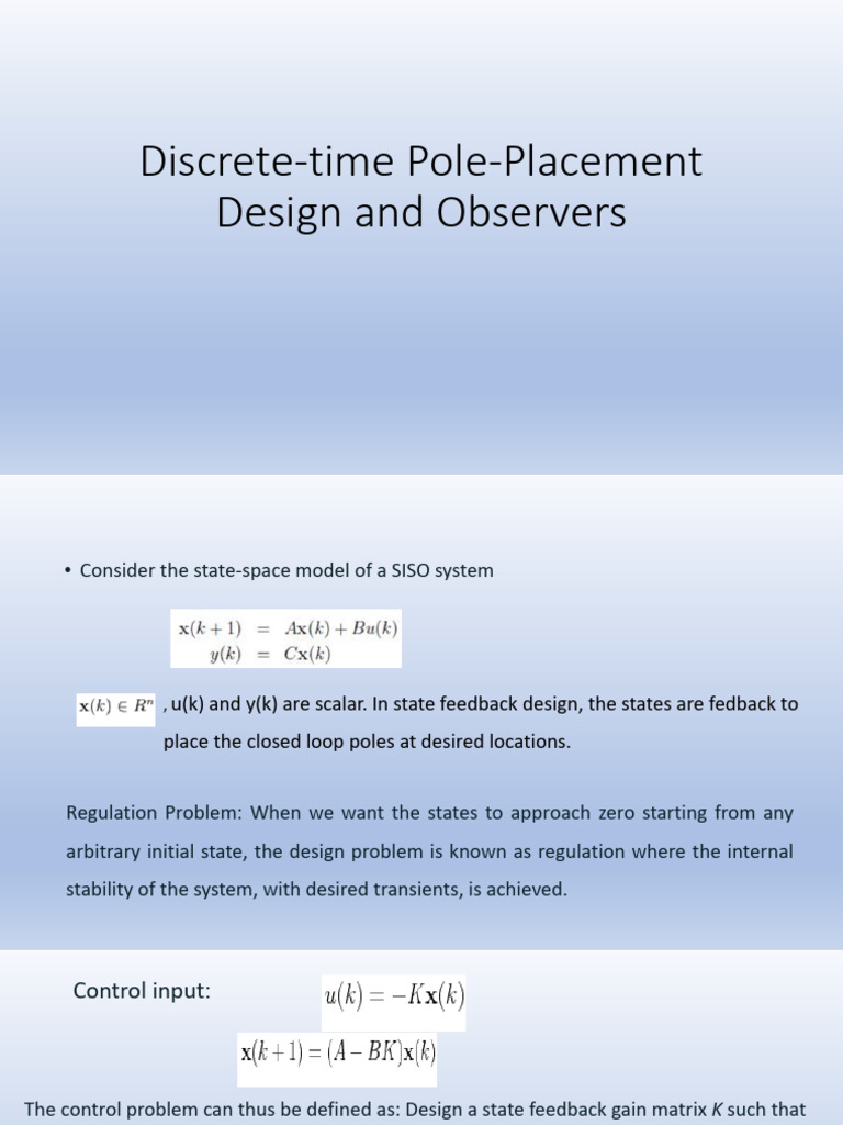 Discrete-Time Control and Observers | PDF | Control Theory ...