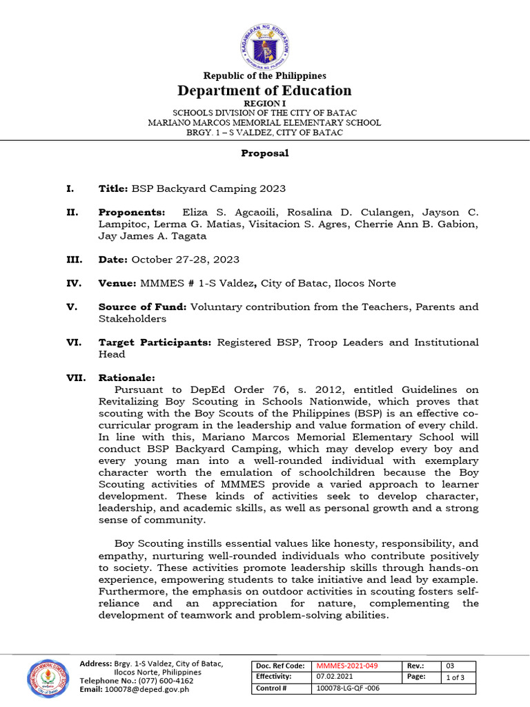 BSP Backyard Proposal | PDF