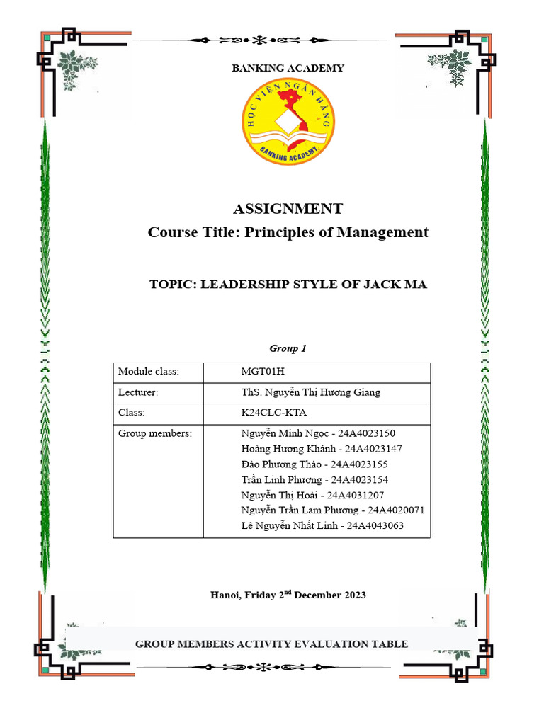 Jack Ma's Leadership Style Analysis | PDF | Leadership | Alibaba Group