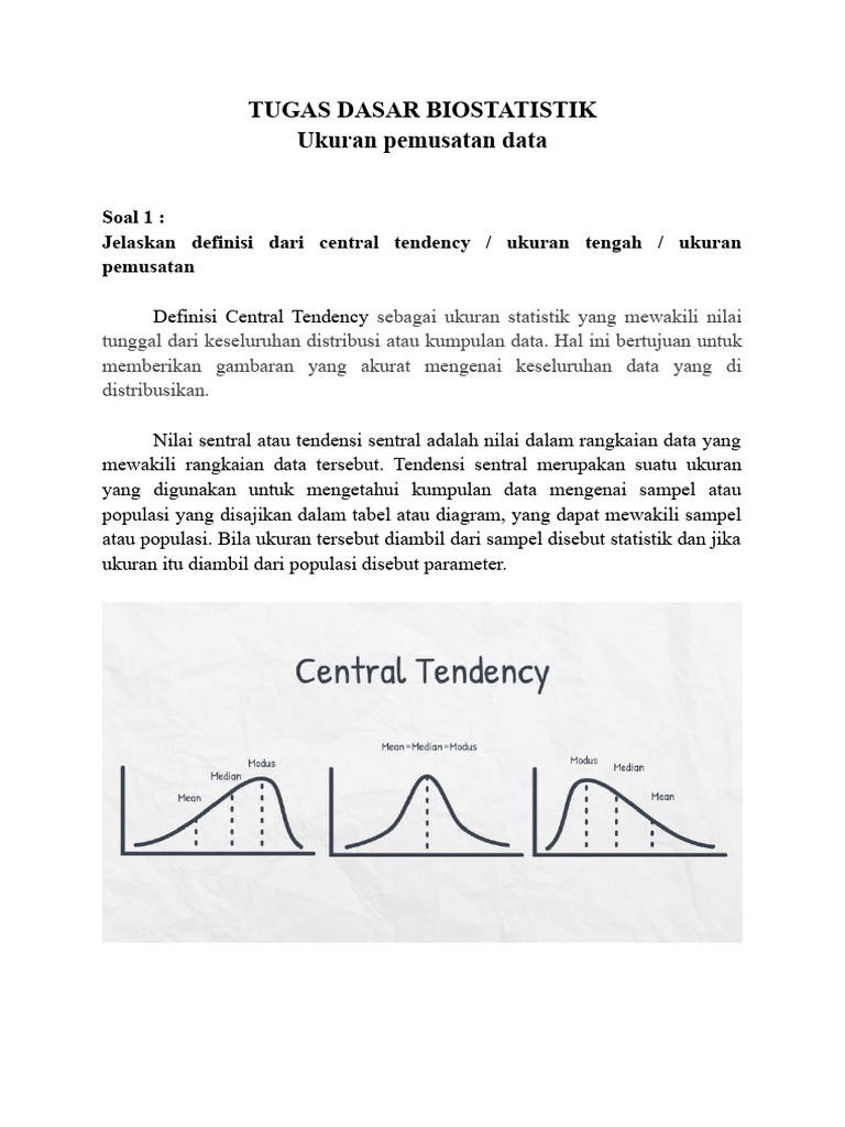 TUGAS - DASAR - BIOSTATISTIK-ukuran - Pemusatan FS | PDF