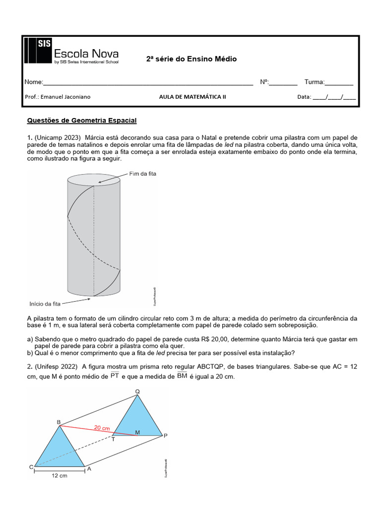 Prof Emanuel ENova Quest Espacial 2023 | PDF | Triângulo | Geometria