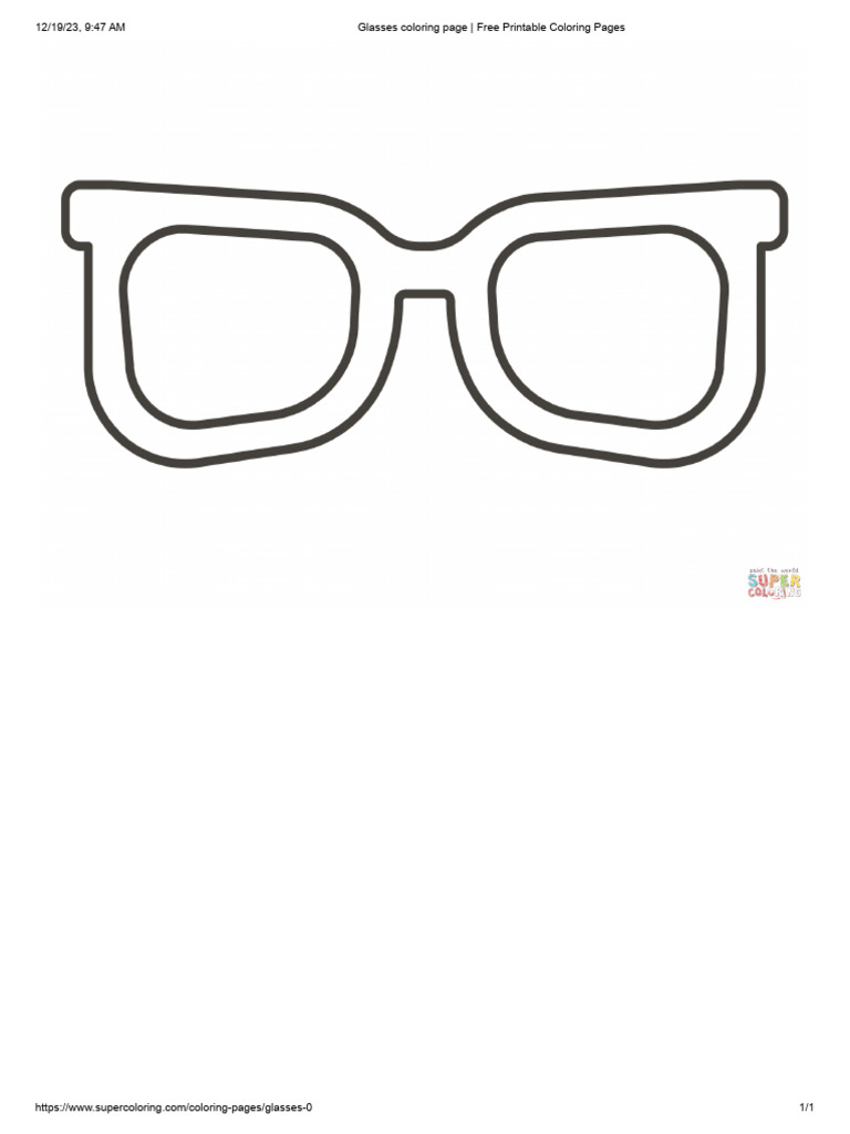Glasses Coloring Page - Free Printable Coloring Pages | PDF