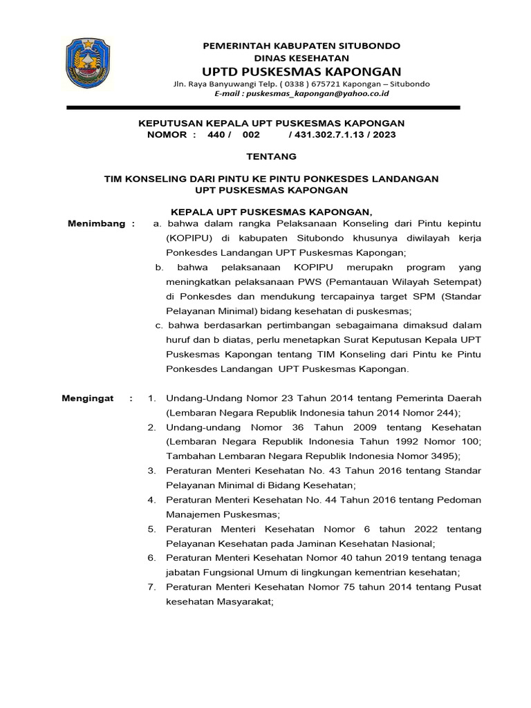 SK TIM KOPIPU Landangan 2023 | PDF