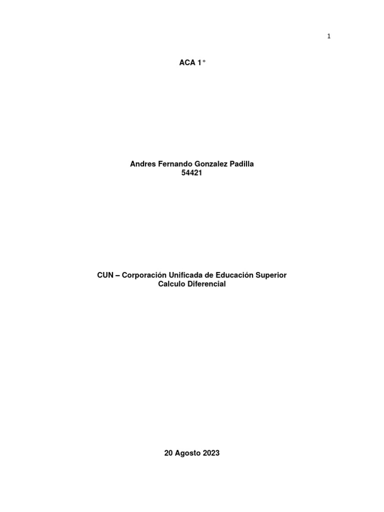 Calculo Aca 1 Andres Gonzalez Padilla | PDF