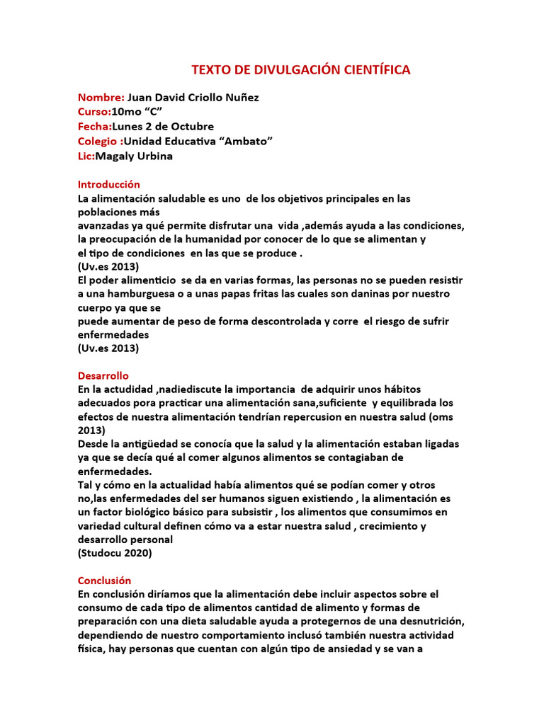 Texto de Divulgación Científica | PDF