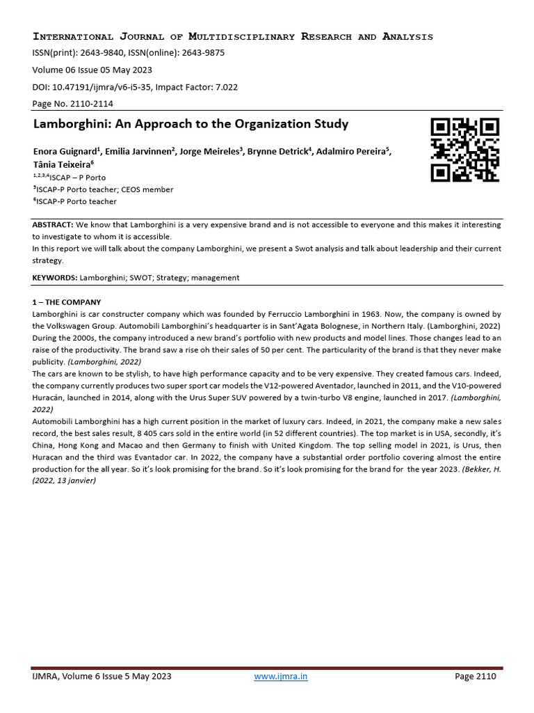 Lamborghini An Approach To The Organization Study | PDF | Vehicles ...