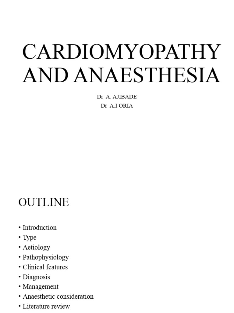 Cardiomyopathy and Anaesthesia-1 | PDF