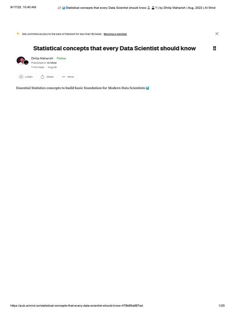 ??statistical Concepts That Every Data Scientist Should Know?? - ??? - ?!! - by Dhilip Maharish ...
