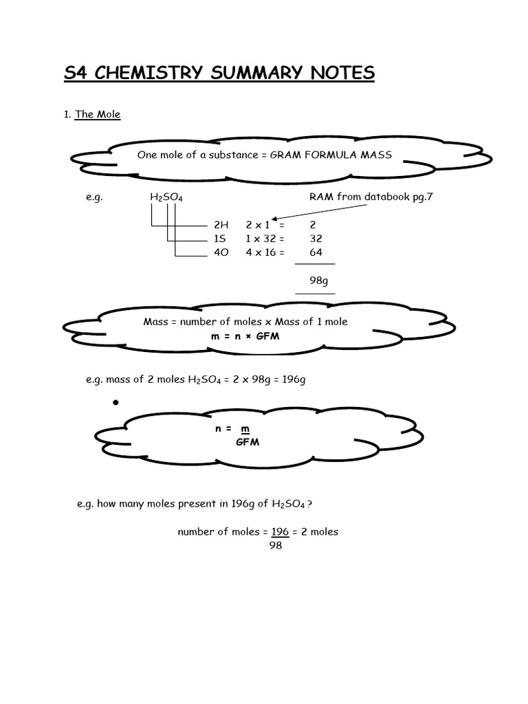 S4 Chemistry Summary Notes | PDF | Hydroxide | Acid