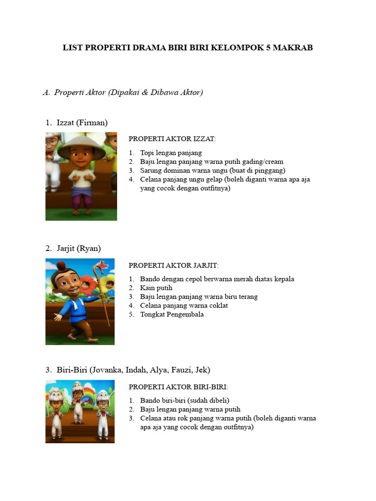 Properti Drama Biri-Biri Upin Ipin | PDF | Kesehatan Holistik | Sains ...