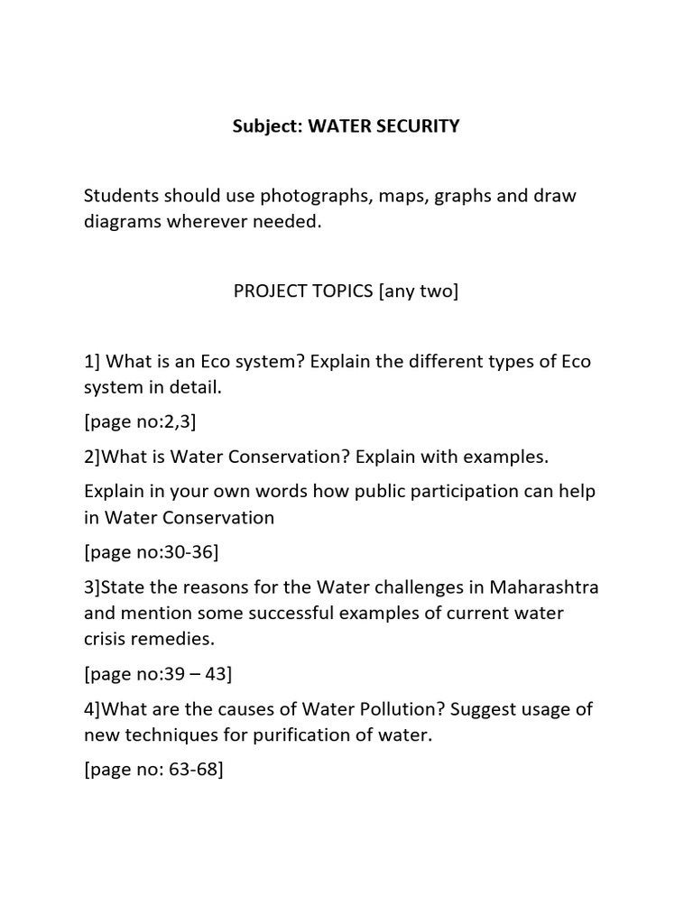 Std 10 Water Security Project Guide | PDF