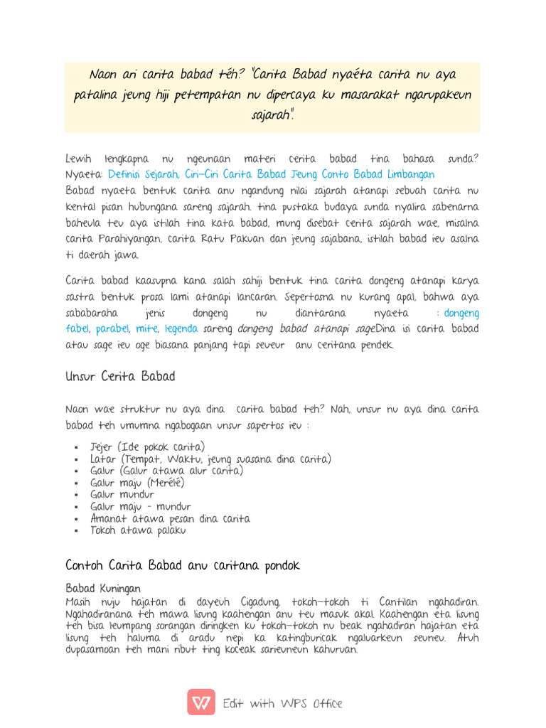 Struktur dan Contoh Carita Babad | PDF