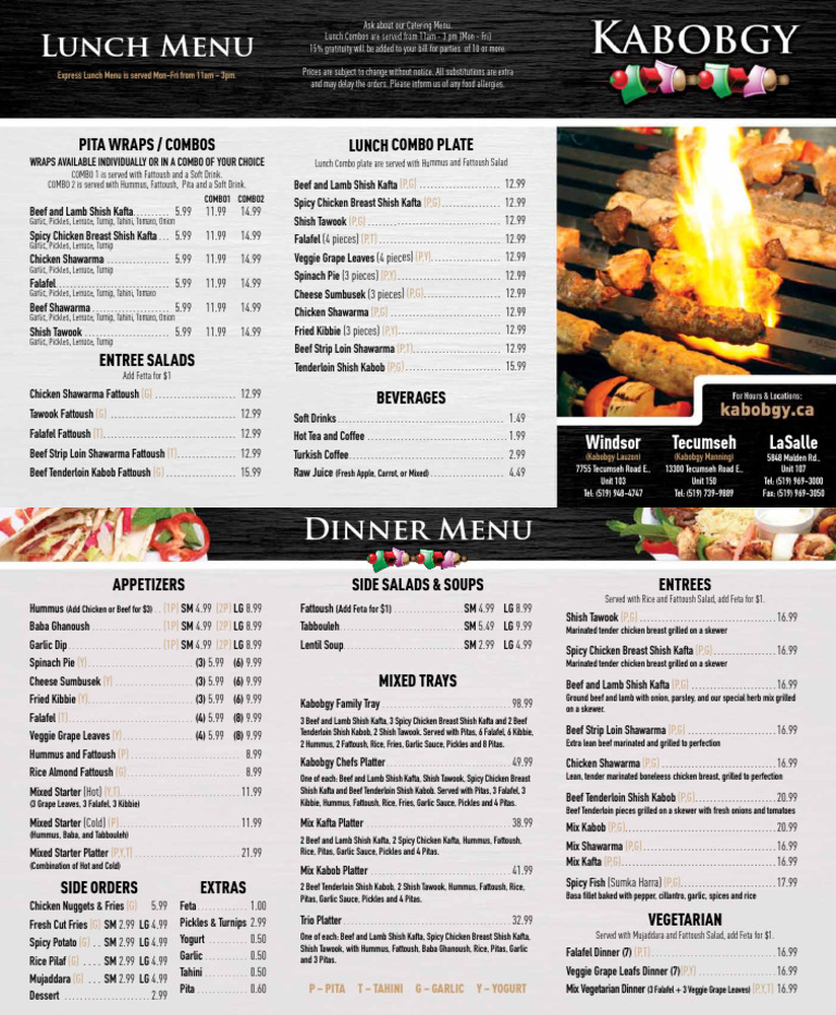 Kabobgy Take Out Menu Lowres | PDF