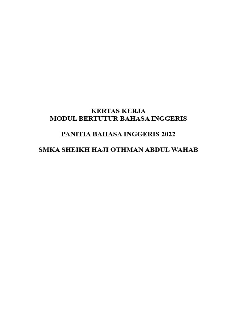 Modul Bertutur Bahasa Inggeris Tingkatan 5 | PDF