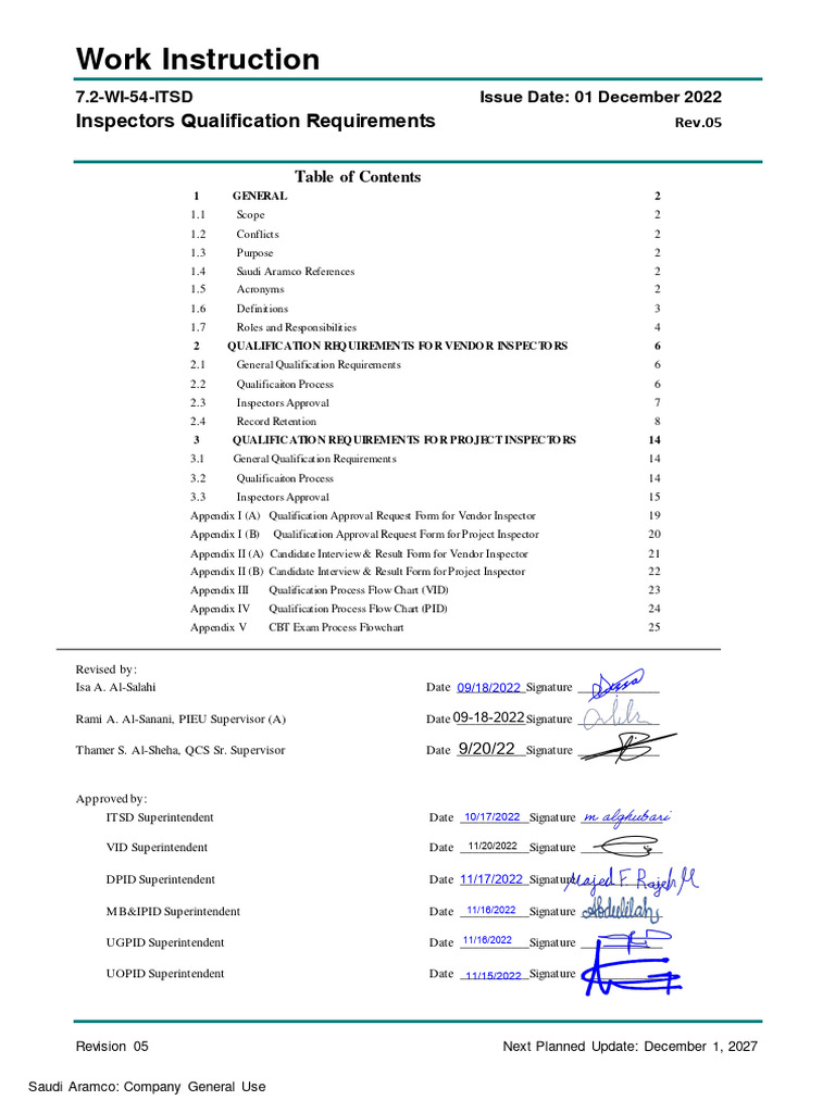 7.2-WI-54-ITSD Inspectors Qualification Requirements Rev-05 | PDF ...