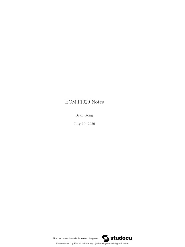 ECMT1020 Univariate Data Summary | PDF