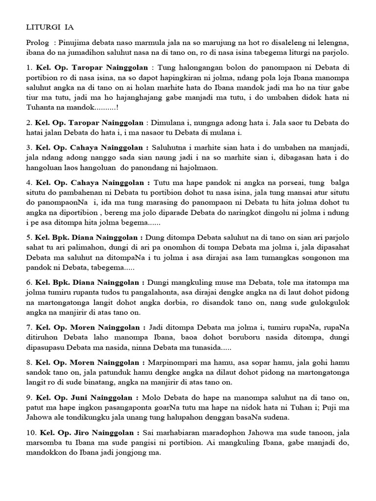 Bahan Liturgi Nainggolan SBB | PDF