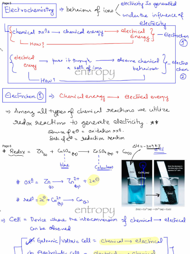 Electrochemistry - Notes | PDF