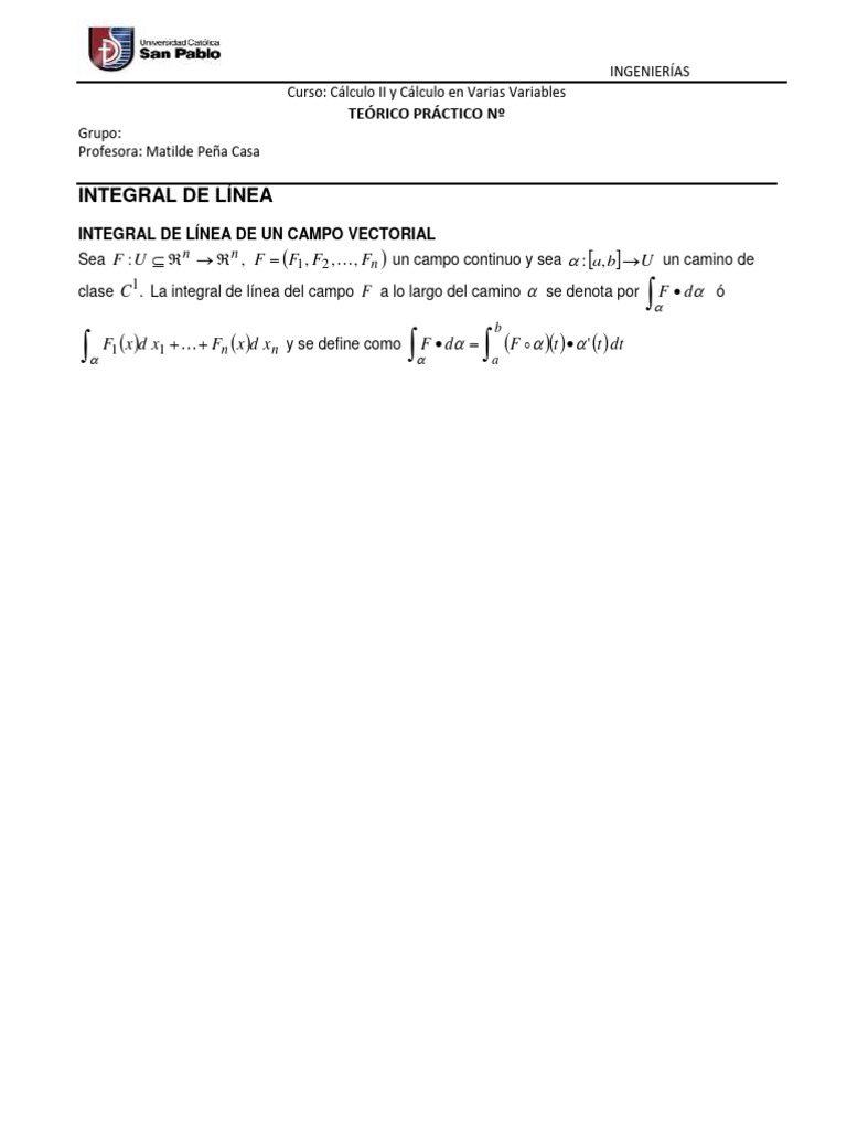 Integral de Linea - Parametrización-Parte 2 | PDF | Integral | Cálculo ...